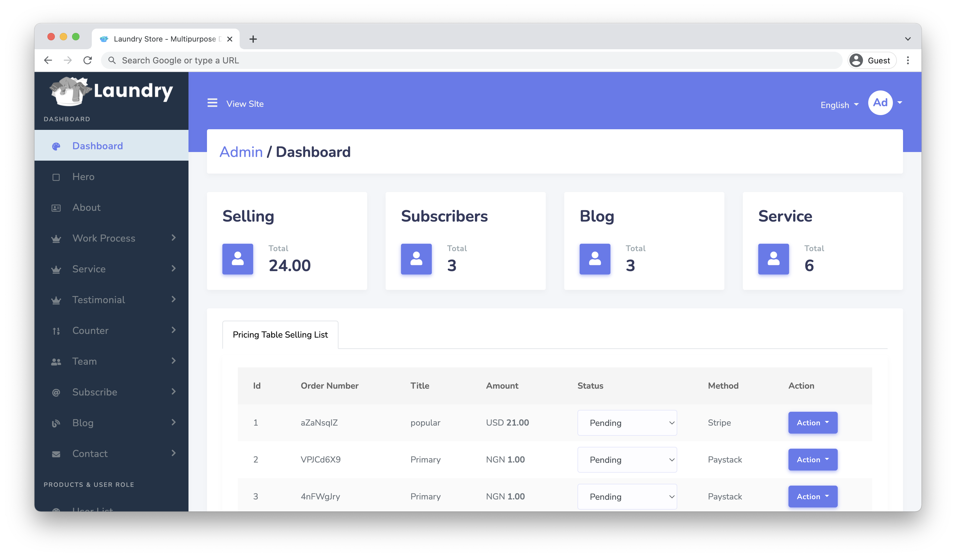 Laundry - TurnkeyVenture Go